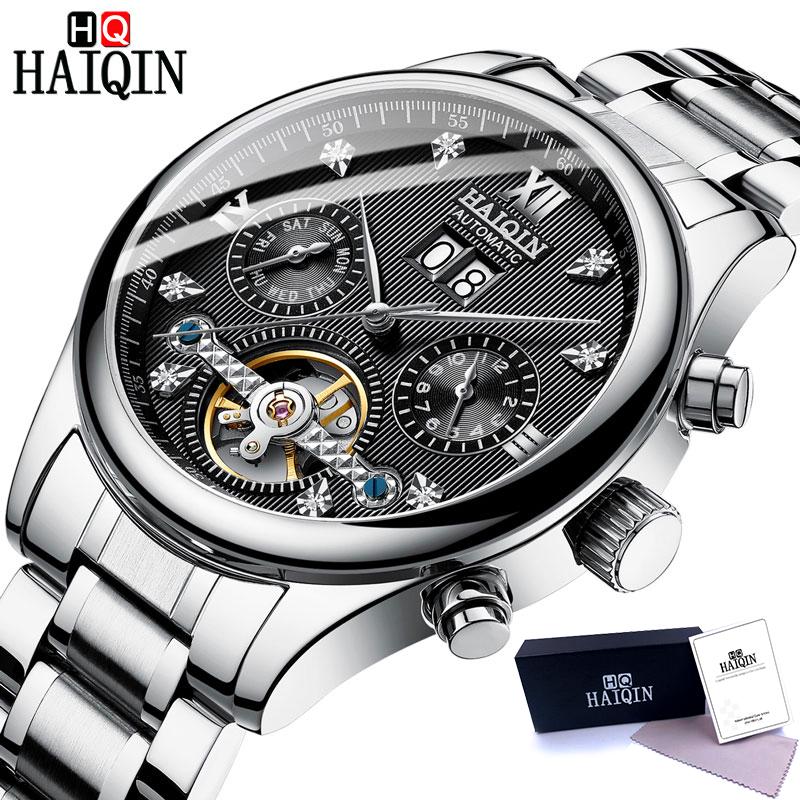 HAIQIN Watches Men Leather Mechanical Watch Men Tourbillon Automatic ...