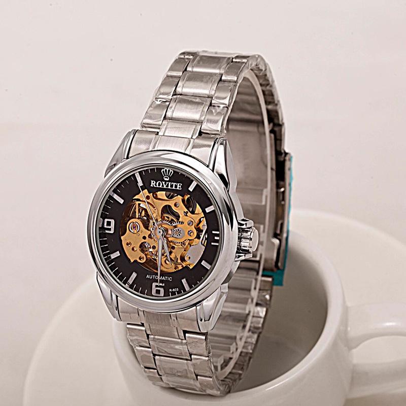 Buy shion Semi-Automatic Mechanical Watch Skeleton See-through Dial ...