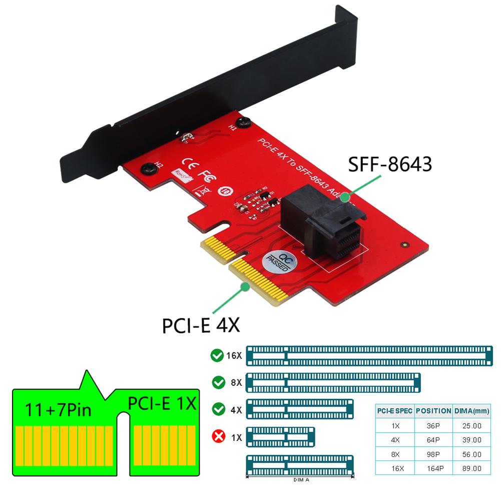 Buy PCI-E 4X To SFF-8643 Adapter 2.5 Inch U.2 PCIe-NVMe 36-Pin SSD ...