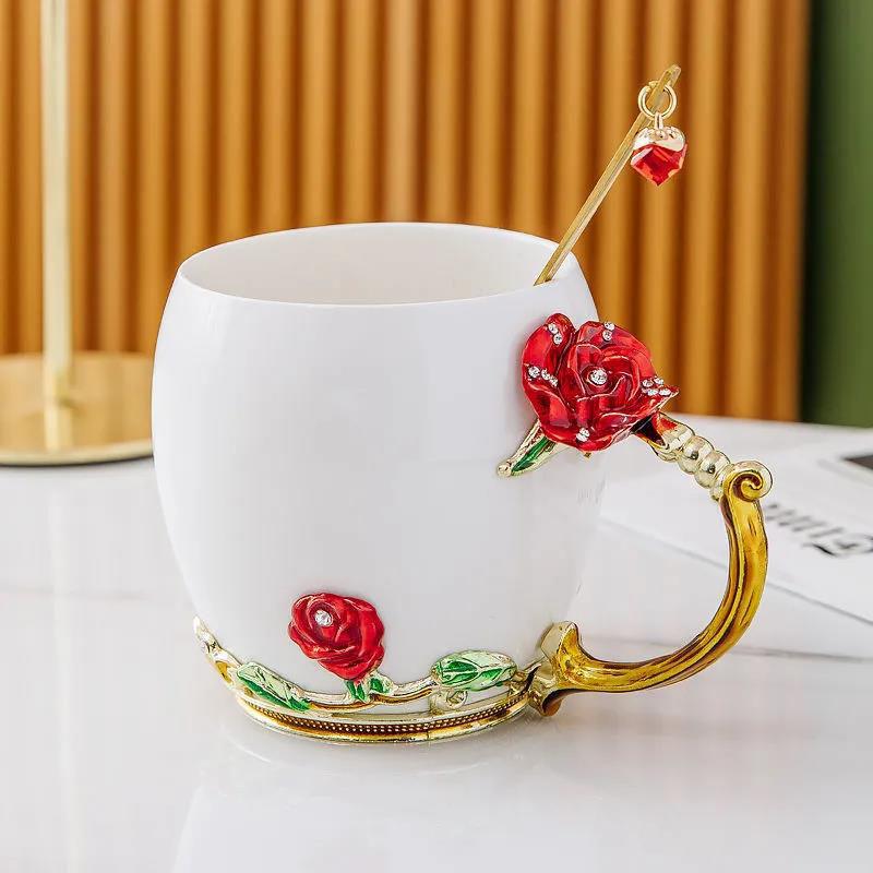 Buy Light Luxury Enamel Coffee Cup Suit European Style Exquisite Cup ...