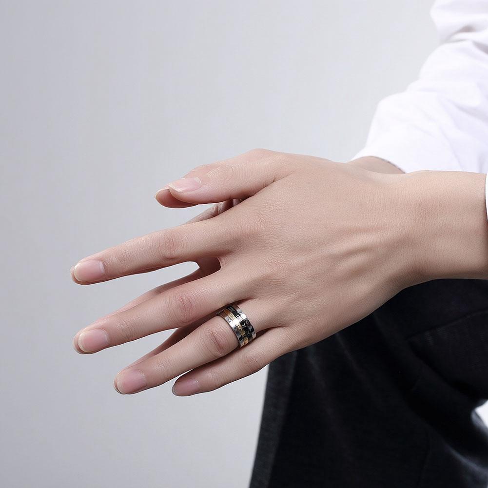 Buy Multilayers Simple Men Letter Titanium Steel Ring Finger Rings ...