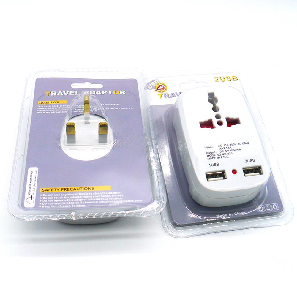 3 Pin Dual USB Adapter Fast Charging Mains Wall Charger Plug UK Travel ...