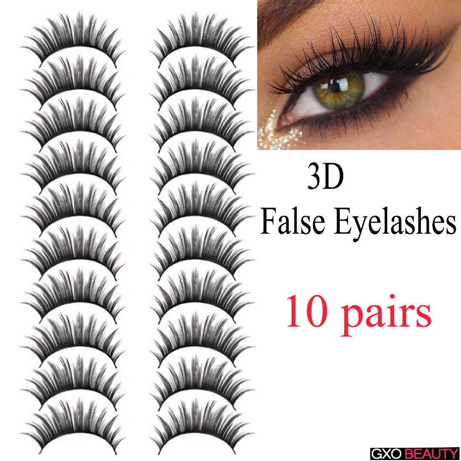 10 Pairs Handmade Real False Eyelash 3D Lashes Thick Fake Eyelashes ...