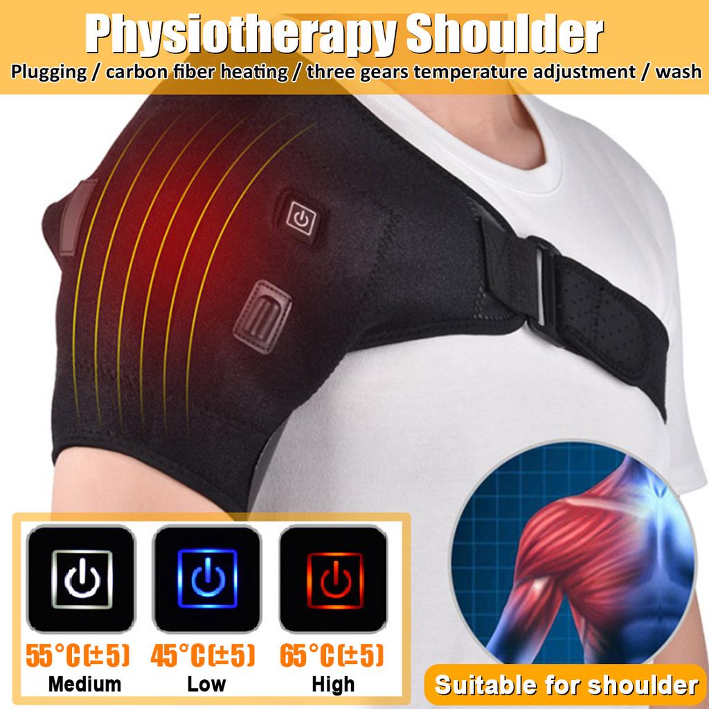 Buy Electric Heat Therapy Adjustable Shoulder Brace Back Support Belt ...