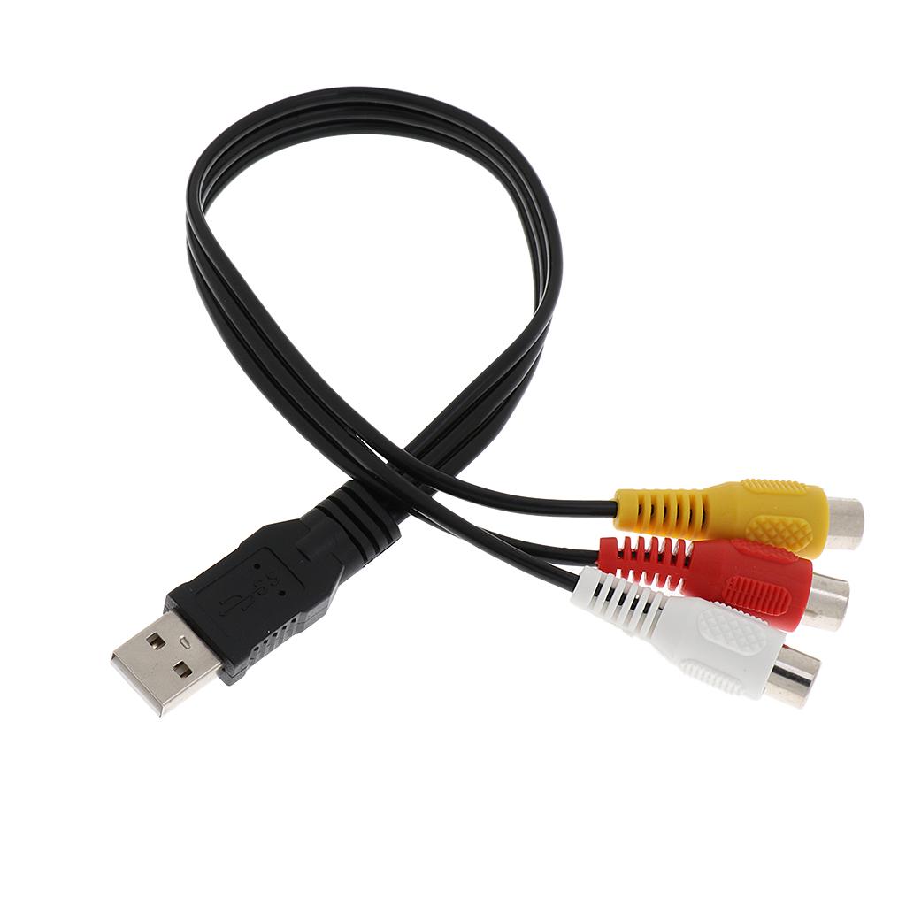 Buy USB Male To 3 RCA Female Audio Video Adapter Cable for Phones ...
