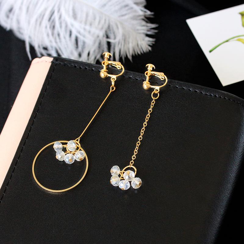 Fashion Sweet Handmade Asymmetric Crystal Pendant Earrings Women's ...