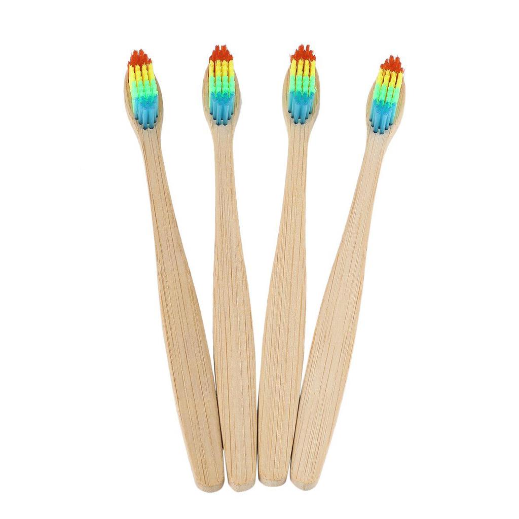 Buy 10pcs Rainbow Bamboo Toothbrush Oral Care with Soft Bristle Unisex ...