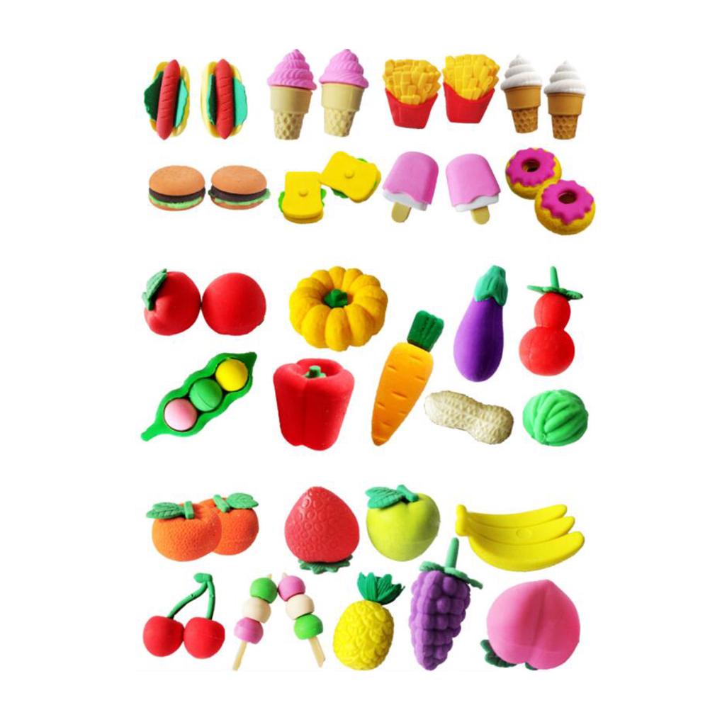 Buy 24pcs Erasers 3D Fruit Creative Cake Stationery Student Eraser ...
