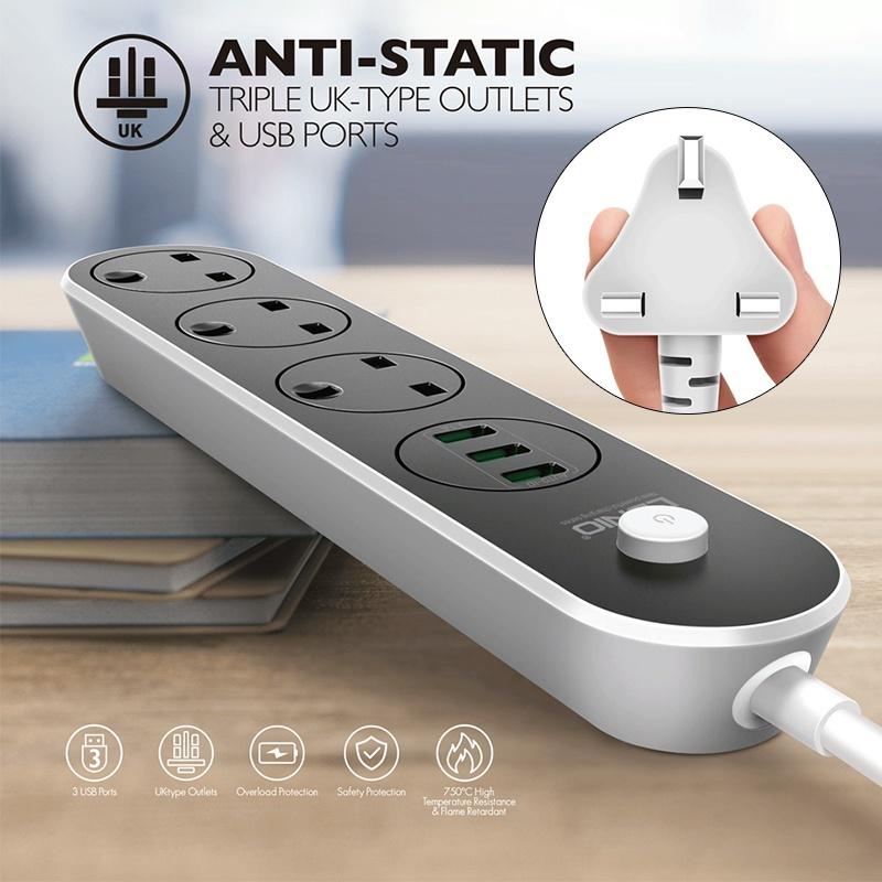 Buy 3 USB Ports Power Sock 3.1A 100V%7E250V UK Type Outlets Charging ...