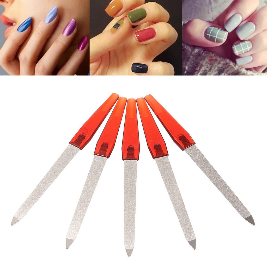 5Pcs Metal Double Sided Nail Files Strong Edge For Manicure Pedicure ...