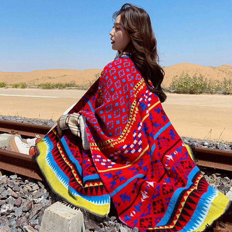 Buy Fashion Ladies Retro Style Temperament Shawl Cloak Thickened Warmth ...