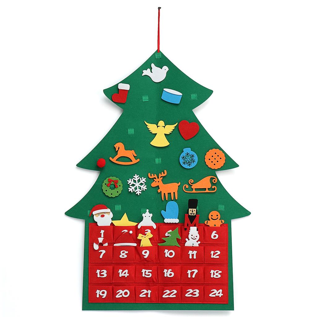 Buy 3.1ft 3D DIY Christmas Tree Fabric Advent Calendar with Pockets and ...