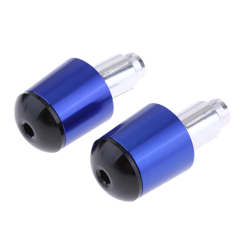 2pcs CNC Aluminum Universal Motorcycle Handlebar Grip End Caps blue ...