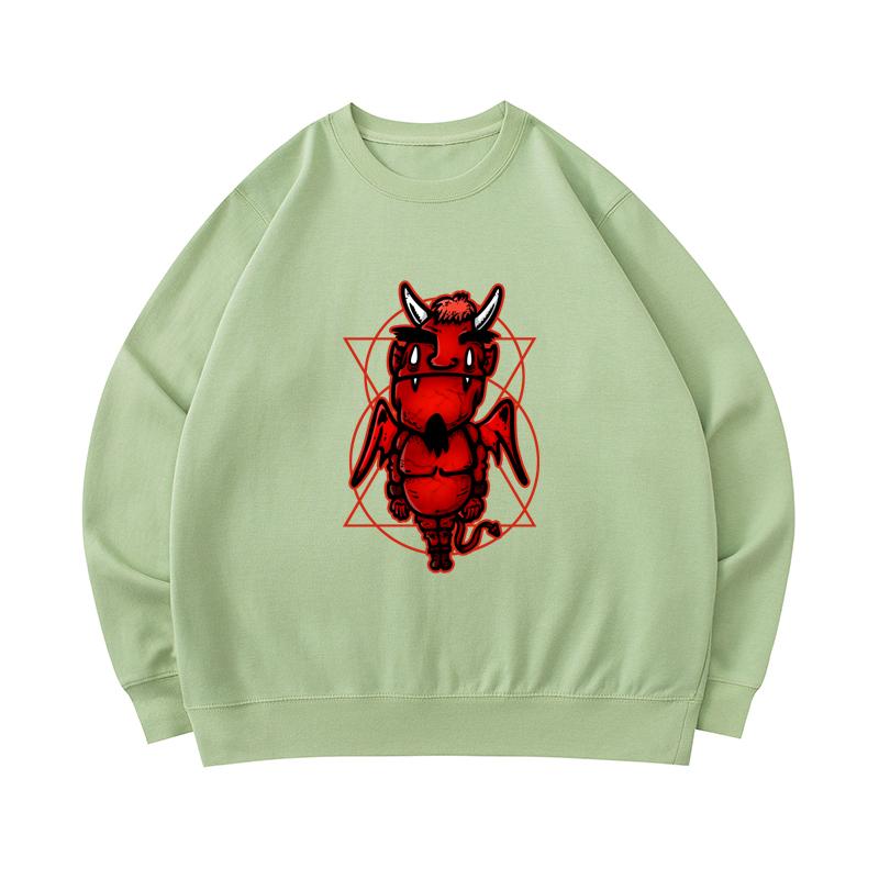 💰Kaufe Men's 300 GSM 100% Cotton Sweatshirt Fat Demon Print Street ...