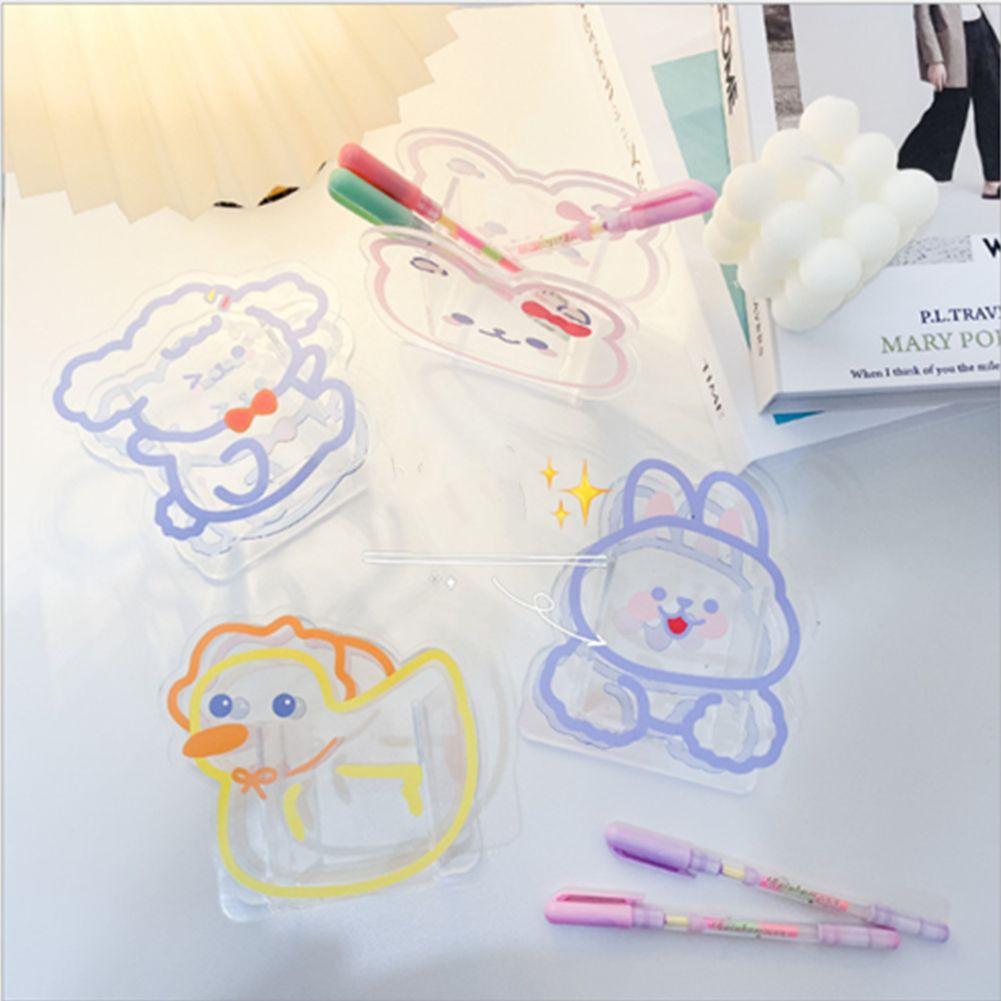 Multifunction Transparent Pen Holder Desktop Organizer Cartoon Acrylic ...