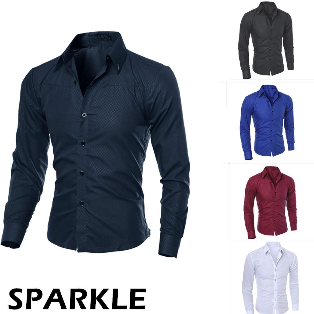 Man Fashion Printed Blouse Casual Long Sleeve Slim Shirts Tops uygun ...