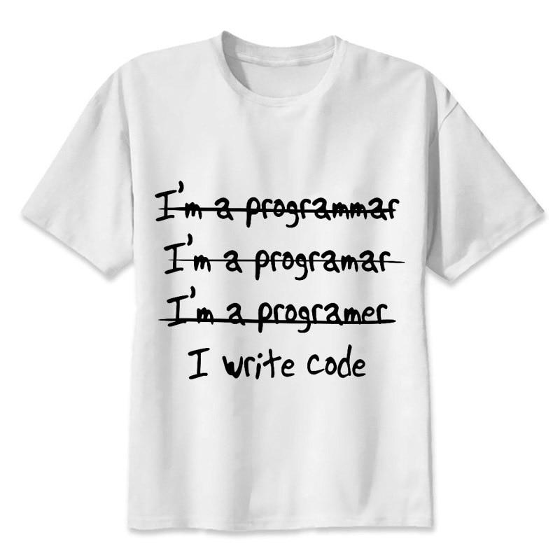 Programmer Fashion Brand Men Clothes Solid Sleeve Camisetas Slim Fit T ...