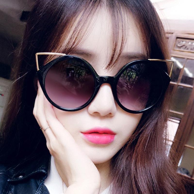 Buy Women Cat Ear Frame Round Sunglasses at affordable prices — free ...