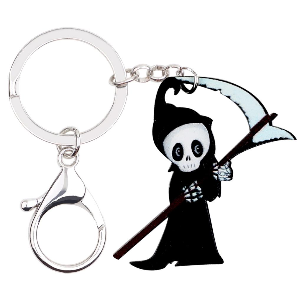 Buy Halloween Acrylic Horror Sickle Grim Reaper Keychains Fashion Bag ...