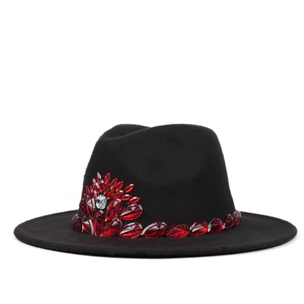 Buy 15 Stlye Women Men Handmade Punk Fedora Hat Acrylic Flower Wide ...