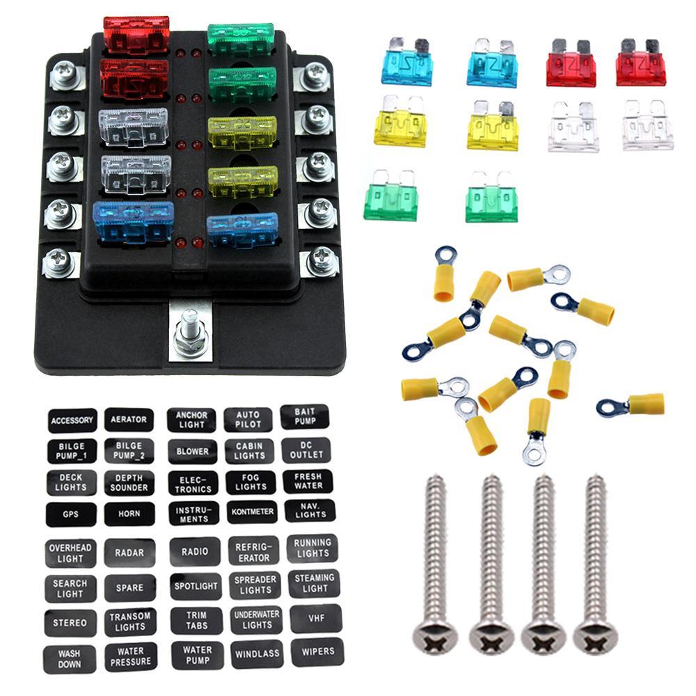 Cheap 10 Way Blade Fuse Box Holder Fuse Blocks with Red LED Indicator ...