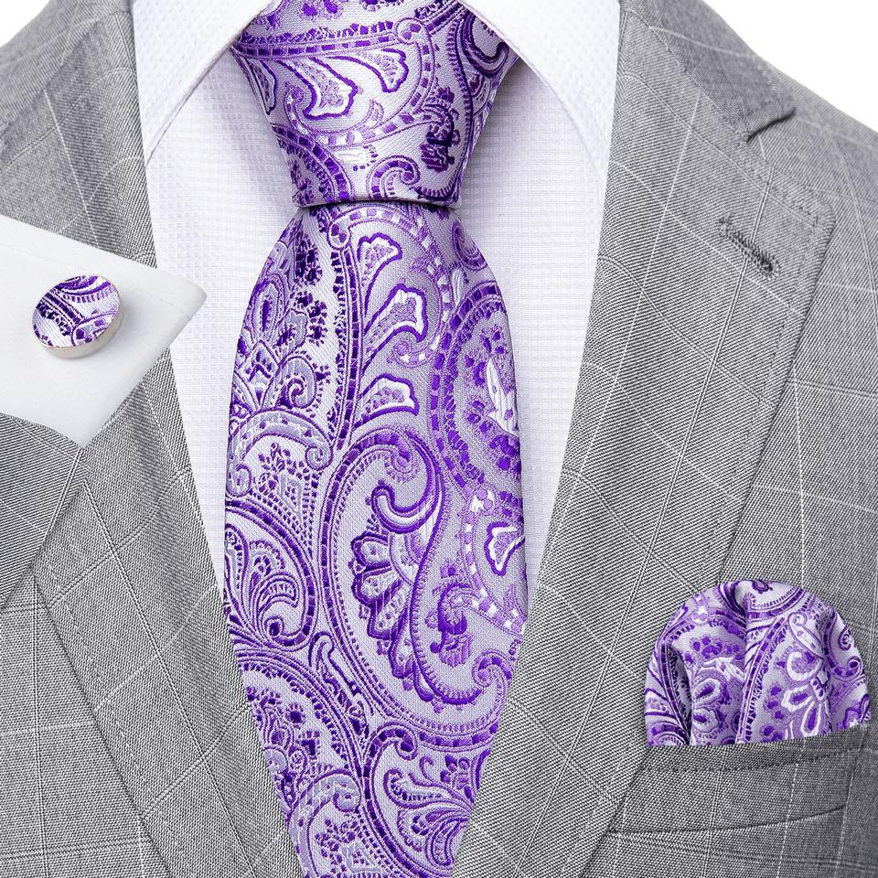 Cheap Barry.Wang Men Ties 8 Styles Silk Necktie Hanky Cufflinks Plaid ...