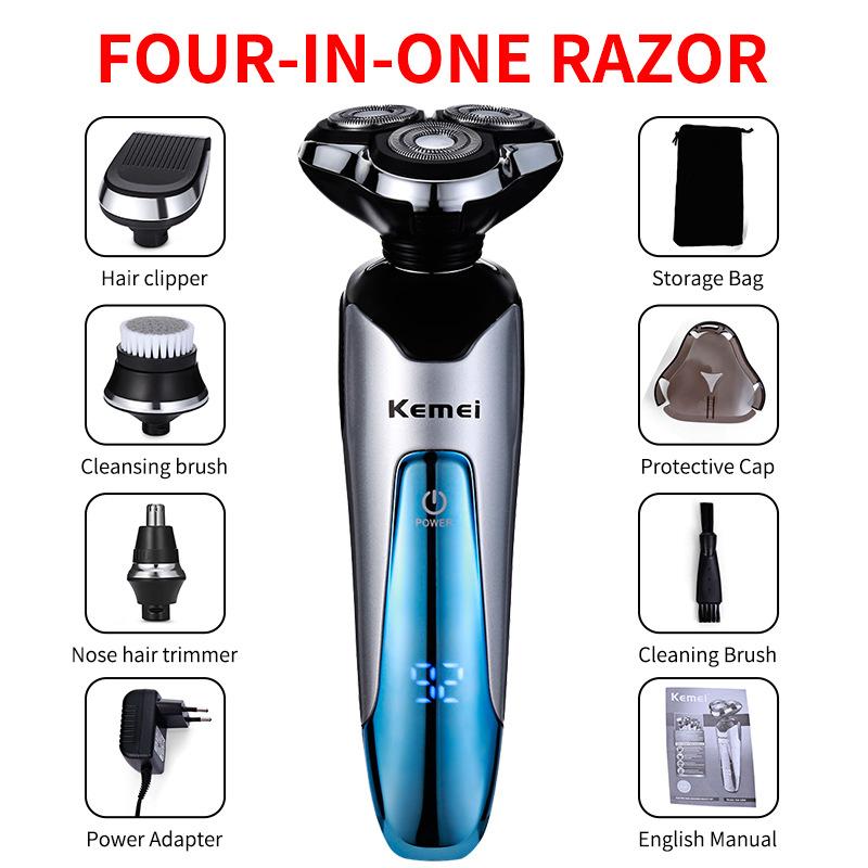 Buy Kemei 4in1 Men's Washable Rotate Shaver Electric Razor for Men ...
