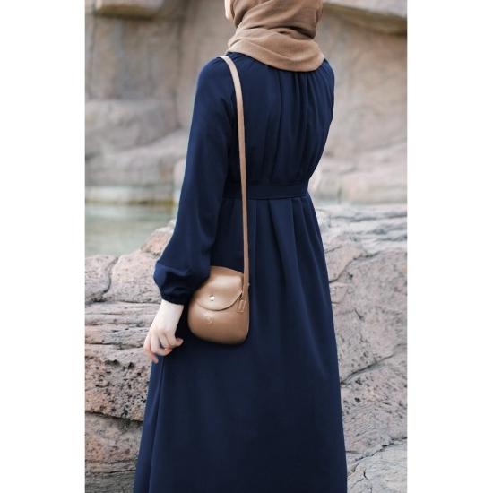 Buy Muslim Dresses Buttoned Pocket Belt Hijab Abaya at affordable ...