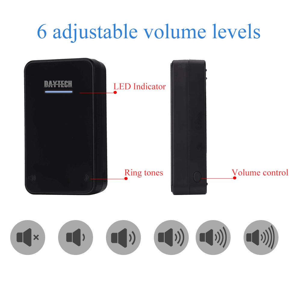 Wireless Door Bell IP44 Doorbell 300M Range 6 Volume 48 Ring Tones Door ...