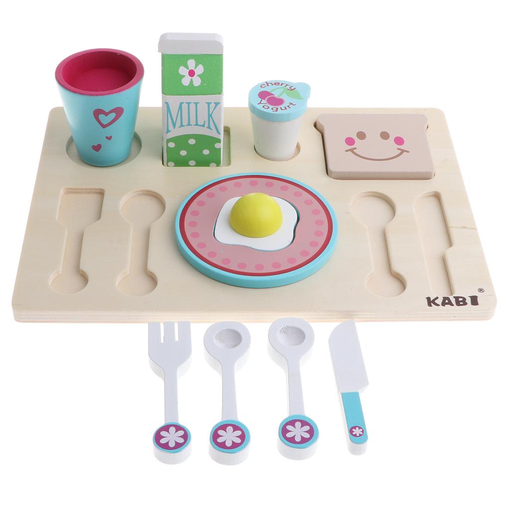 Buy Creative Wood Kitchen Breakfast Food Cutting Toy Set Kids Pretend ...