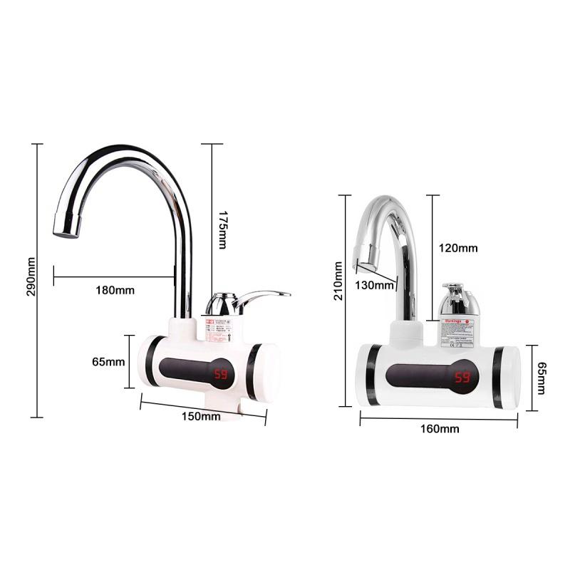 Buy 3000W Temperature Display Instant Hot Water Tap Tankless Electric Faucet Kitchen Instant Hot ...