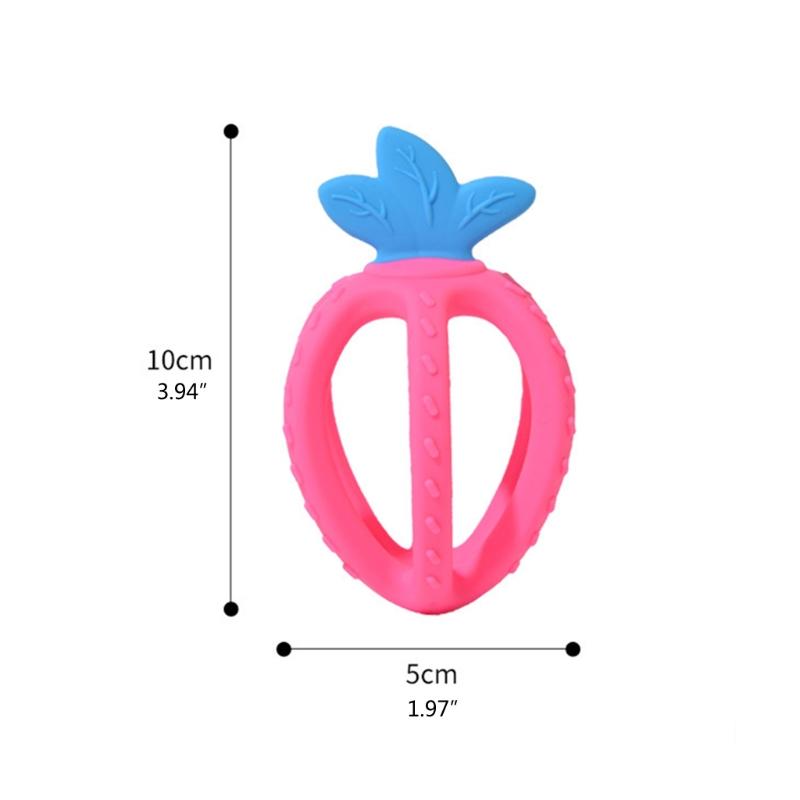Buy Baby Silicone Strawberry Teether Newborn Infant Chewing Teething ...