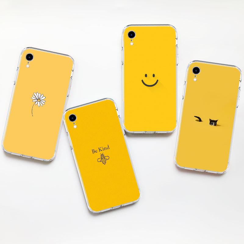 Buy Yellow Transparent Phone Case for iPhone 6 8 XS Max 5 Plus 7 XR X 4 ...