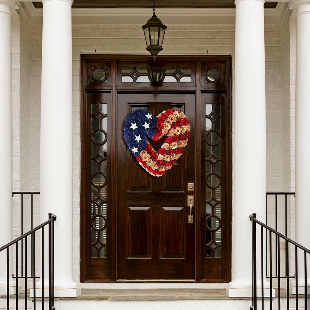 American Independence Day Flag Flower Party Wreath Front Door ...