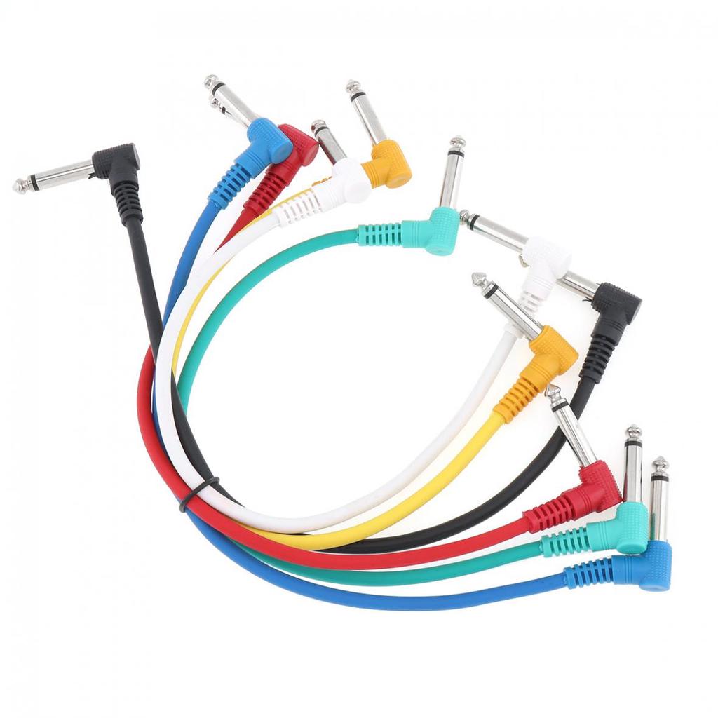 Cheap 6pcs/lot 22cm Colorful Audio Cable Angled Plug 6.35mm Leads Patch ...