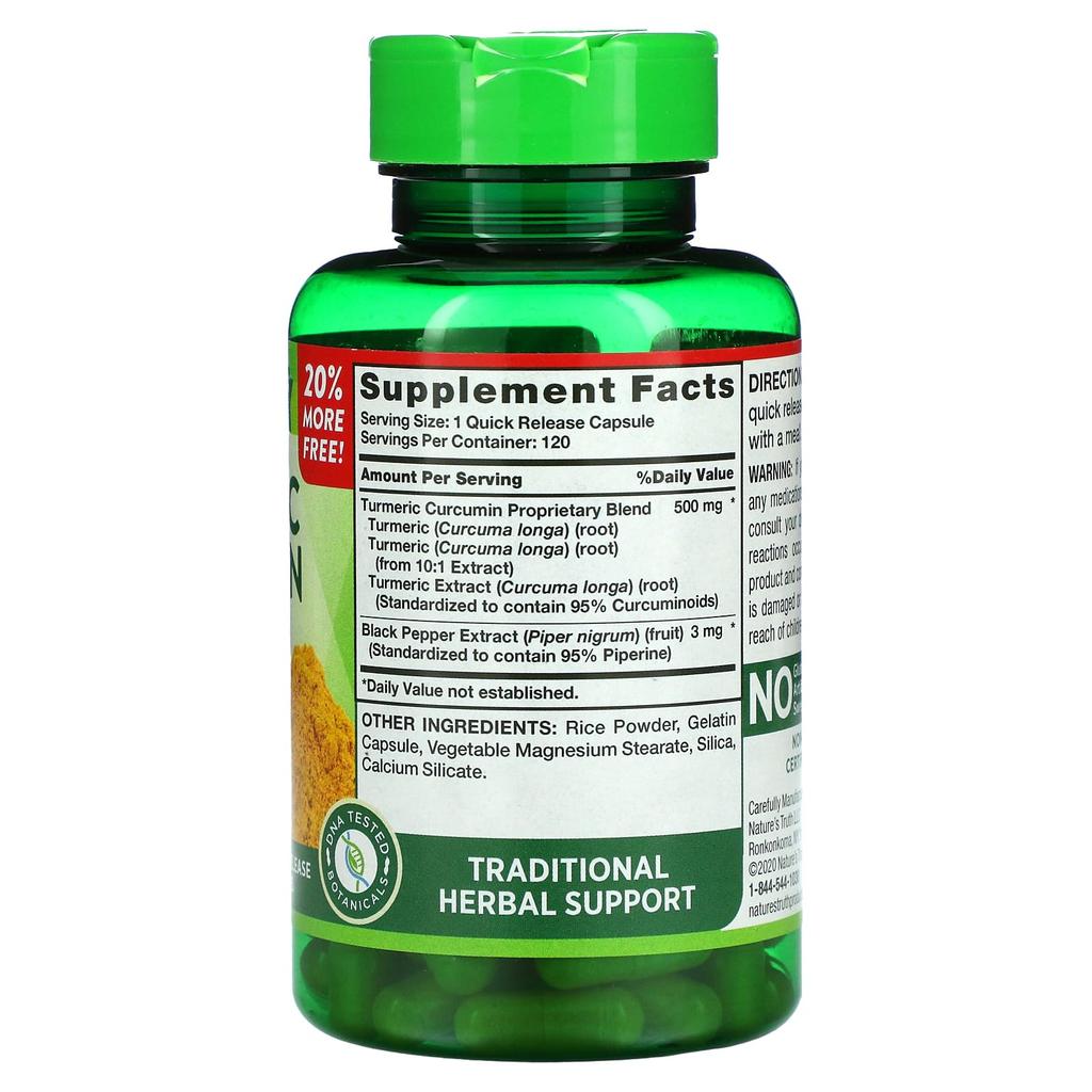 Buy Nature's Truth, Turmeric Curcumin Complex Plus Black Pepper Extract ...