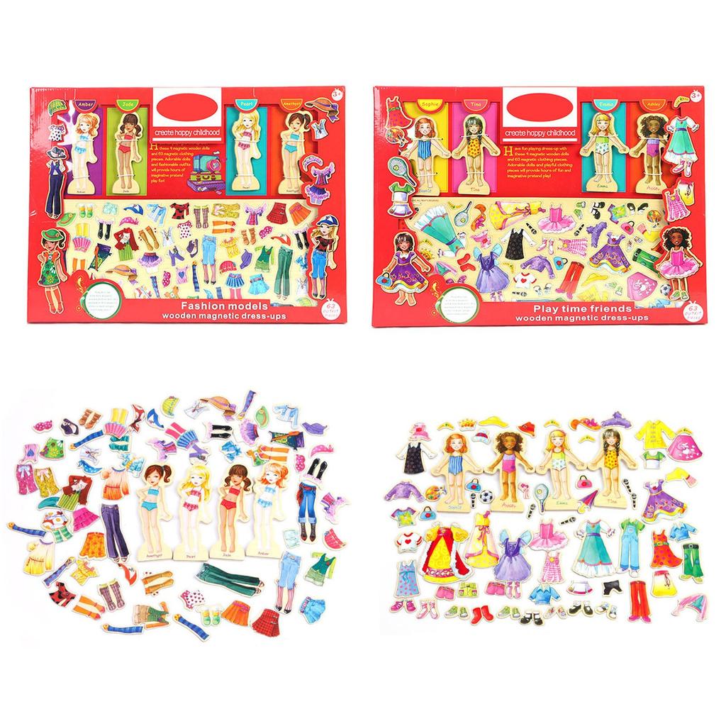 Buy 63PCS Magnetic Girl Changed Clothes Safe Cute Dress Up Puzzle Toy ...