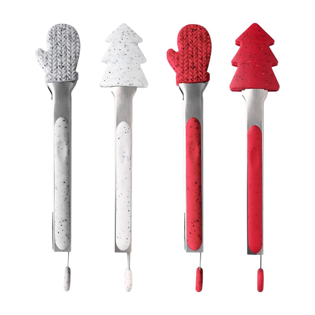 Silicone Food Tongs Christmas Style Grill Clip Steak BBQ Clamp uygun ...