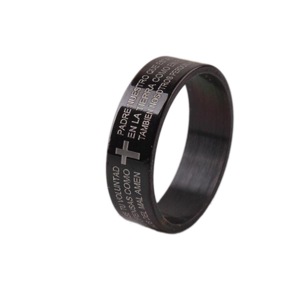 Cheap Stainless Steel Black Color Jesus Cross Ring Letter Bible Prayer ...