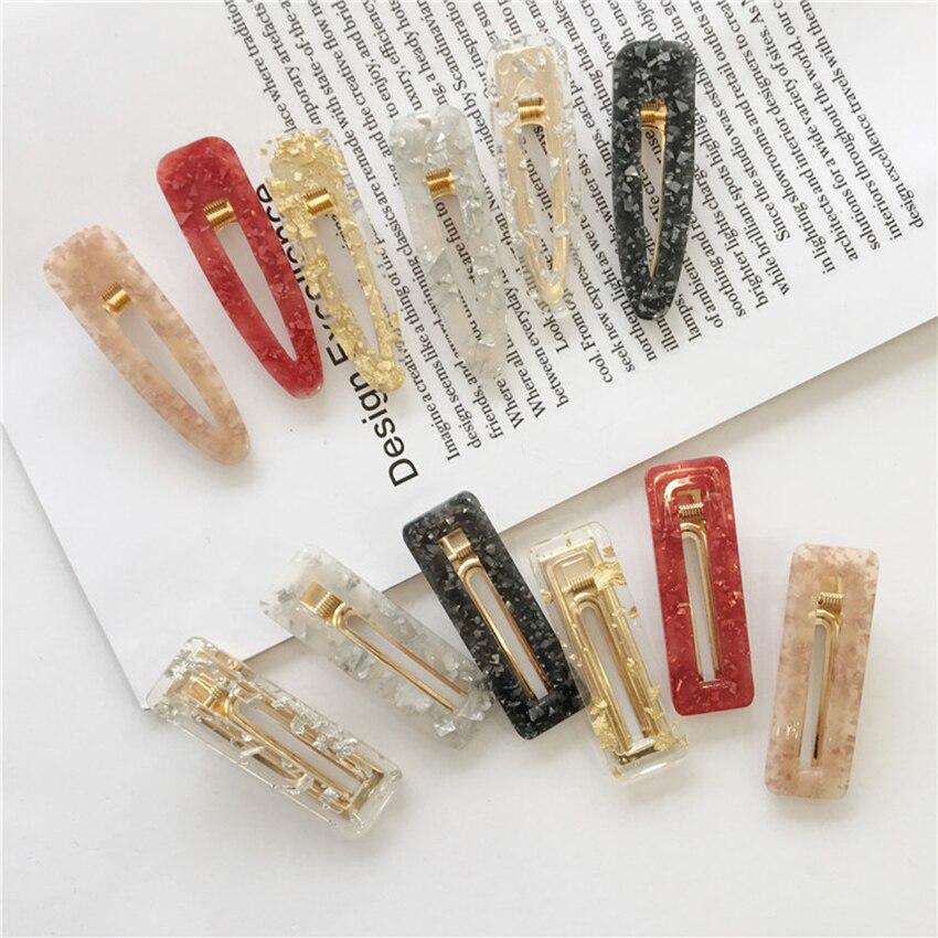 Acrylic Hair Clips Women Girls Acrylic Alloy Geometric Hollow Waterdrop ...