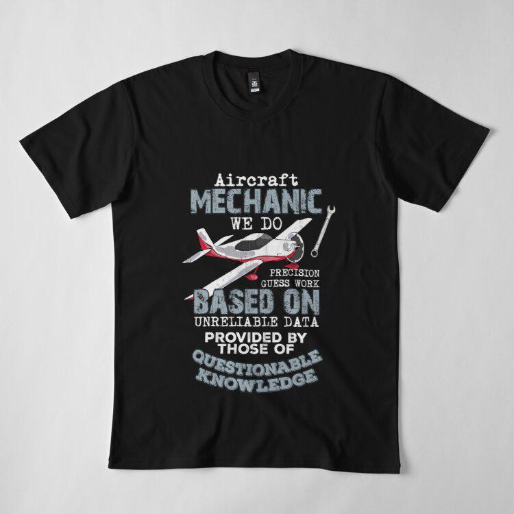 Men's Premium T-shirt 200gsm Cotton Double Yarn Tees Aircraft Mechanic ...
