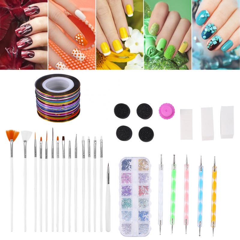 Buy Nail Art Tools Kit Decoration Rhinestone Nail Art Brush Dotting Pen ...