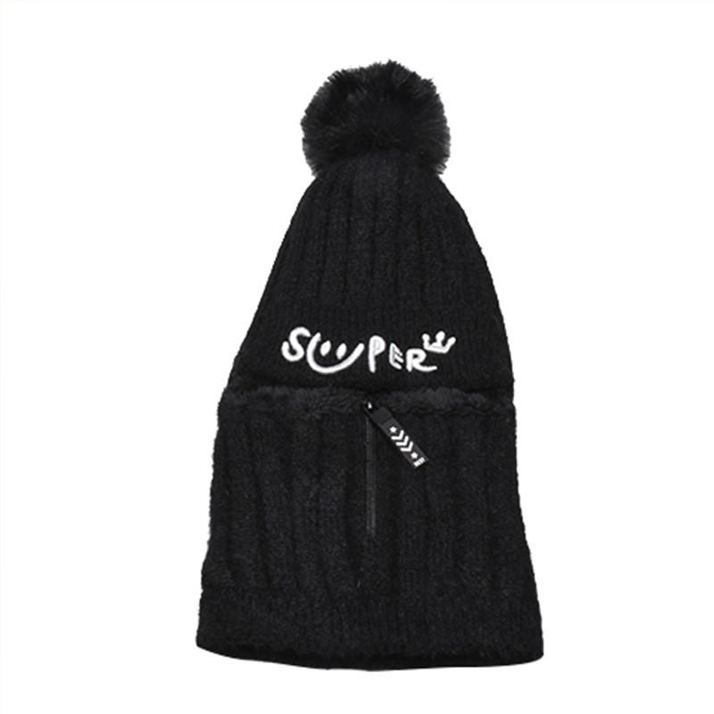 Cheap Thick Warm Knitted Hat Winter Women Embriodery Smile Face Beanie ...
