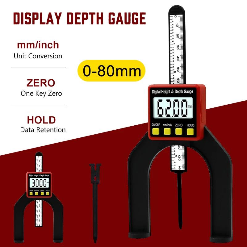 Buy PDTO LCD Digital Height Depth Gauge 80mm Woodworking Altimeter ...