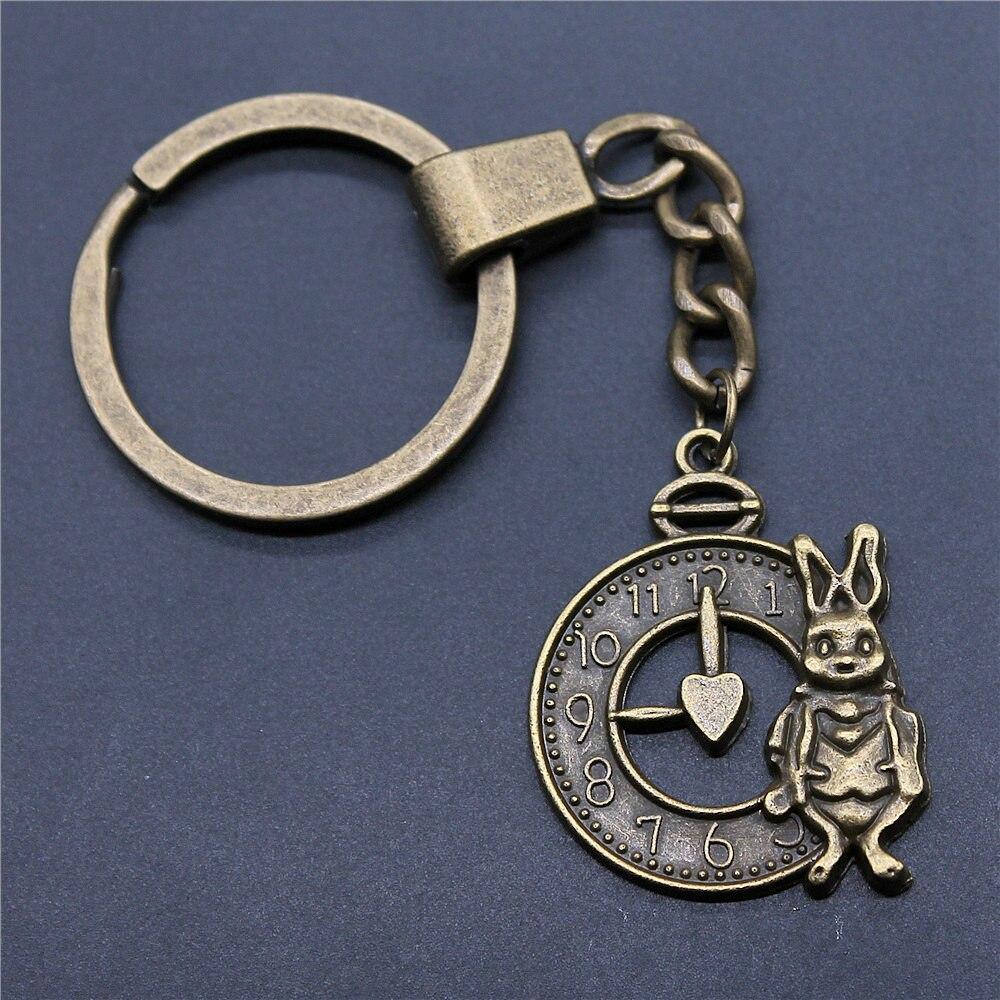 Buy 1 Piece 31x25mm Rabbit And Clock Charms Keychain Accessories Gifts ...