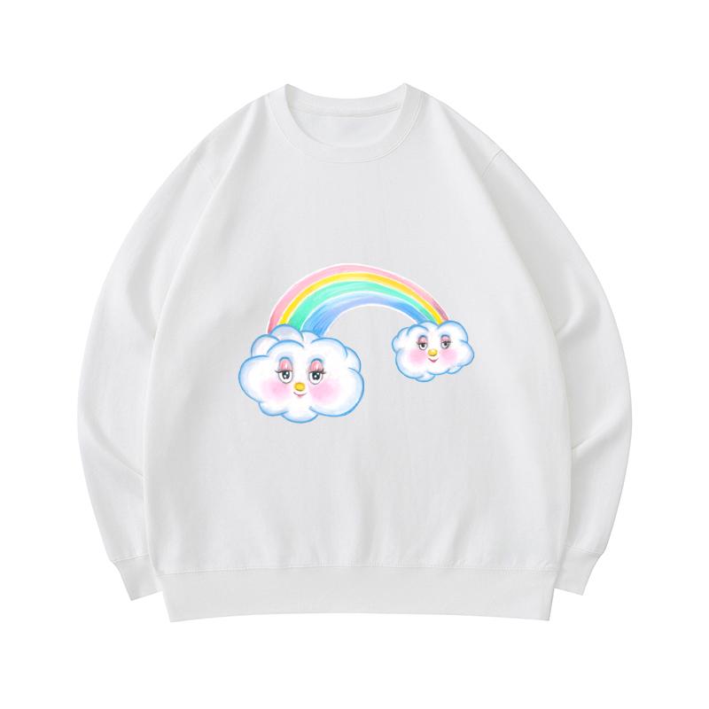Buy Men's 300 GSM 100% Cotton Sweatshirt Rainbow Clouds Print Street ...
