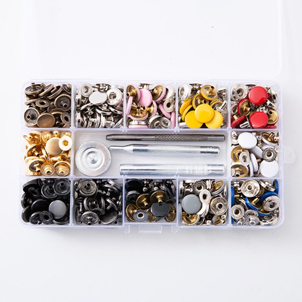 Buy 120 PCS/Set Buttons Metal Sewing Press Studs Snap Fastener with ...