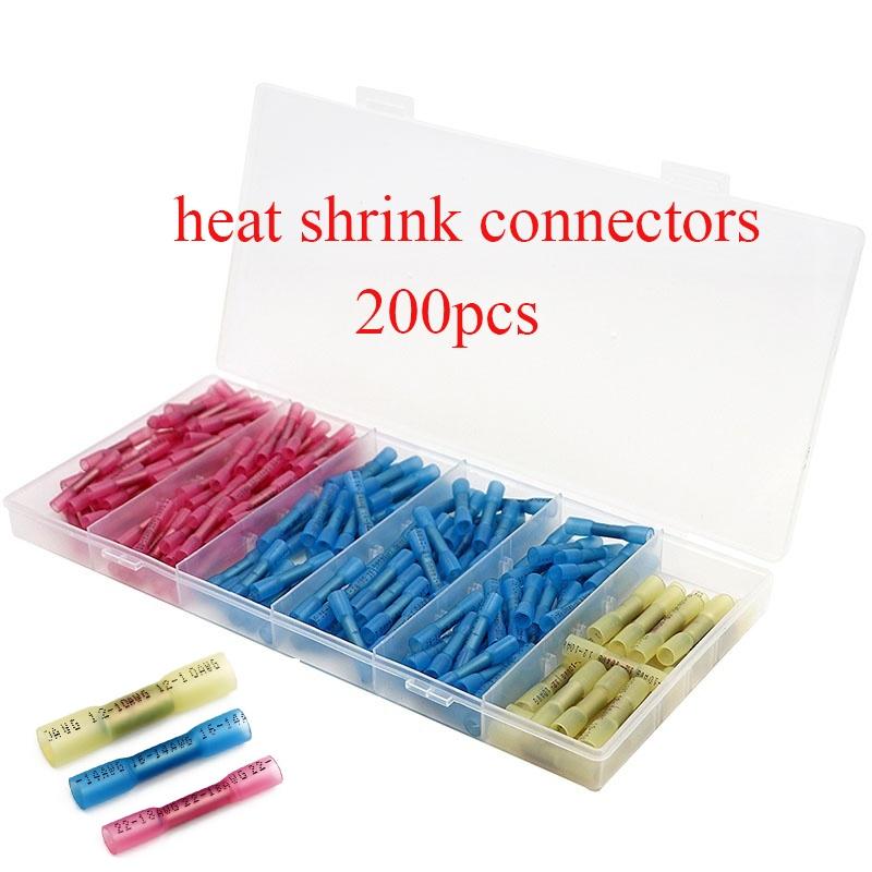 Buy 200pcs Heat Shrink Butt Wire Electrical Crimp Connector 10-12 14-16 ...