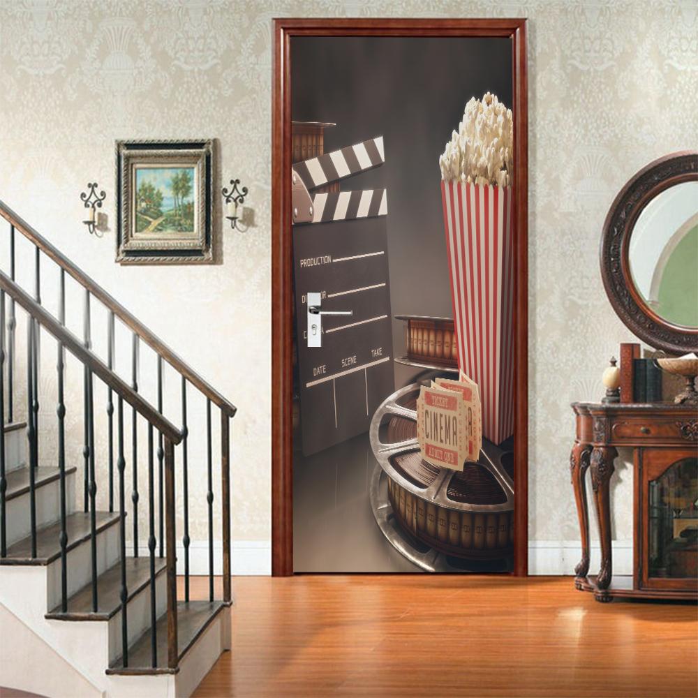 Buy Cinema Popcorn Door Sticker Home House Wall Decoration Wall Art ...