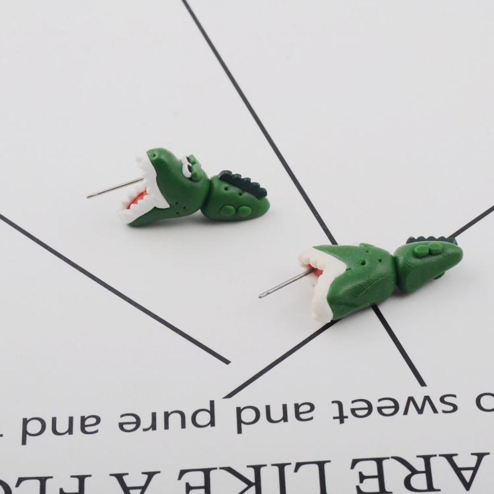 Cute Dinosaur Animal Piercing Earrings Soft Ear Stud Kawaii Green ...